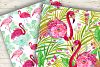 Flamingo.Seamless patterns,