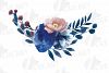 Navy blue and blush pink floral watercolor bouquets clip art (243595 ...