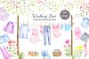 Watercolor washing line clipart, clothes line clipart, fashion clothes ...