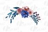 Navy blue and blush pink floral watercolor bouquets clip art (243595 ...