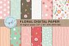 Floral Digital Paper with handrawn flower in pastel colors (217733 ...