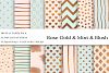Rose Gold, Mint, Blush Digital Paper, Rose Gold Patterns