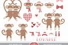 Sock Monkey Love Clipart Set - 35 Valentine PNG Graphics