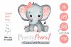 Peach Pink Watercolor Girl Baby Elephant Clipart Vector (424557 ...