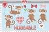 Sock Monkey Love Clipart Set - 35 Valentine PNG Graphics