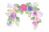 Watercolor Flowers Wedding Wreath Clipart Hand Painted