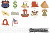 USA National Symbols Clipart, Travel clip art set, USA Flag