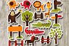 Retro zoo animals clip art graphic illustration