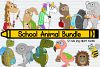 School Animals| Back to School Illustration| School Clipart