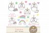 Caticorn Cat Digital Papers and Cat Clipart SET