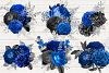 Royal Blue Black and Silver Floral Clipart (279604) | Illustrations ...