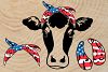 Cow USA Flag Bandana SVG, 4th July Farm Milk 836S