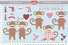 Sock Monkey Love Clipart Set - 35 Valentine PNG Graphics