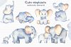 Cute elephants watercolor collection clipart