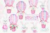 Hot air balloons clipart for girls. Pink flying cute bunny. (356060 ...