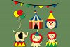 Circus graphic illustrations - tent, lion, clown