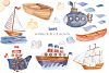 Water transport watercolor clipart. Ships, lighthouse, boat (301042 ...