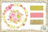 Watercolor Boho Floral Pink wreath gold frame PNG 5 elements
