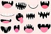 Funny monster mouths clipart set Halloween teeth and tongues (139912 ...