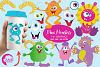 Mini monsters, cute monsters clipart, graphics and illustration AMB-552 ...