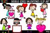Doodle Girls Valentine's Clip Art - Cute Stick Figure Kids (430677 ...