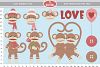 Sock Monkey Love Clipart Set - 35 Valentine PNG Graphics
