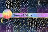 Moons and Stars Digital Paper, Digital Background