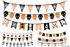 Halloween bunting clipart, Orange black flags clip art set