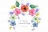 Watercolor Flowers Wedding Wreath Clipart Hand Painted