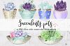 Watercolor Succulents Pots Clipart