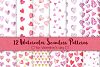 12 Watercolor Valentines Patterns (12259) | Backgrounds | Design Bundles