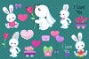 Bunnies Clipart, Valentine Clipart, Rabbits Clipart. (185639 ...