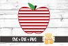 Striped Apple - School Teacher SVG PNG DXF Cut Files