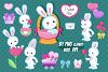 Bunnies Clipart, Valentine Clipart, Rabbits Clipart.