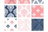 Coral and Navy Damask Patterns - Seamless Digital Papers (42864 ...