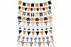 Halloween bunting clipart, Orange black flags clip art set (134763 ...
